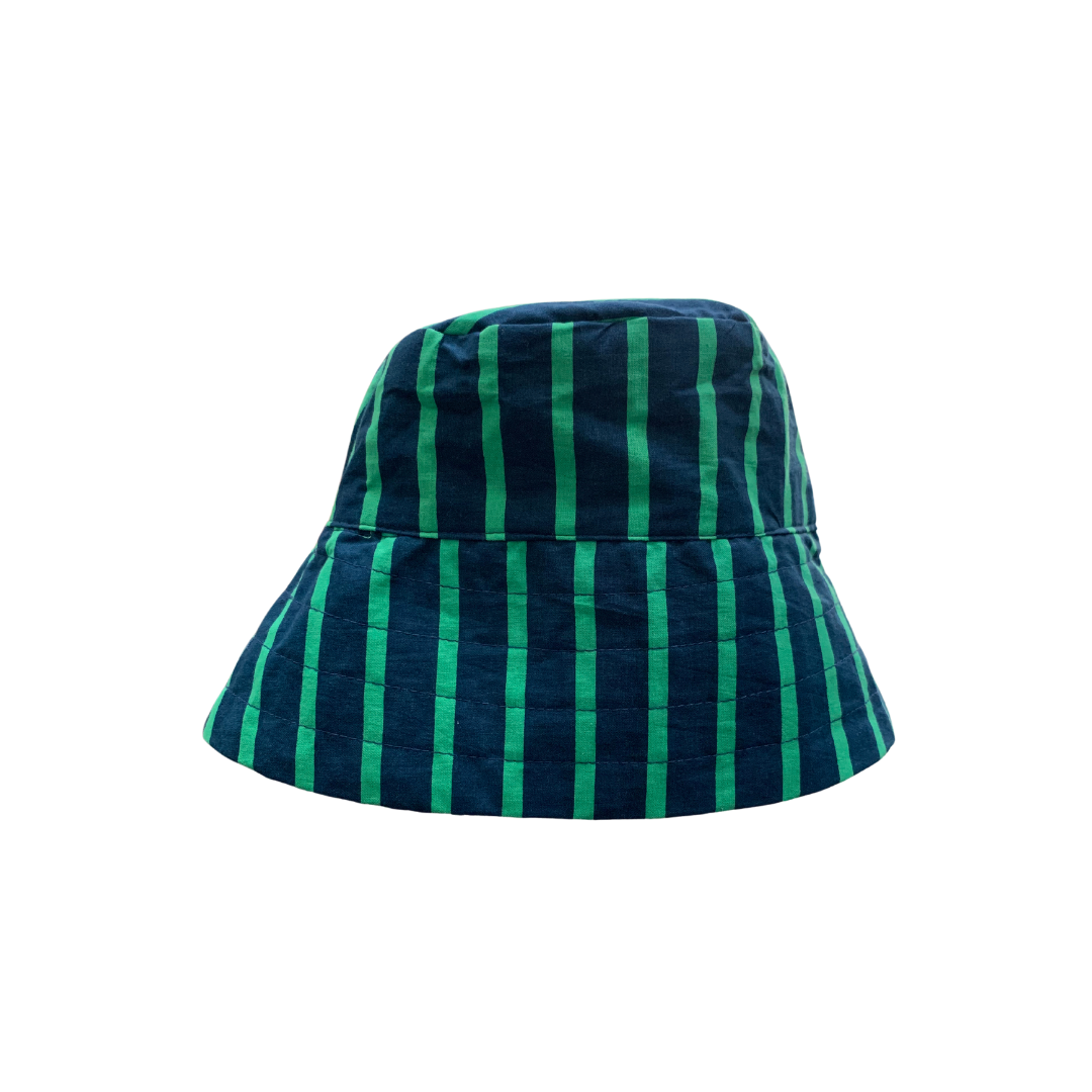 Bobbie Hat in Navy Green Stripes – Indigo Kids