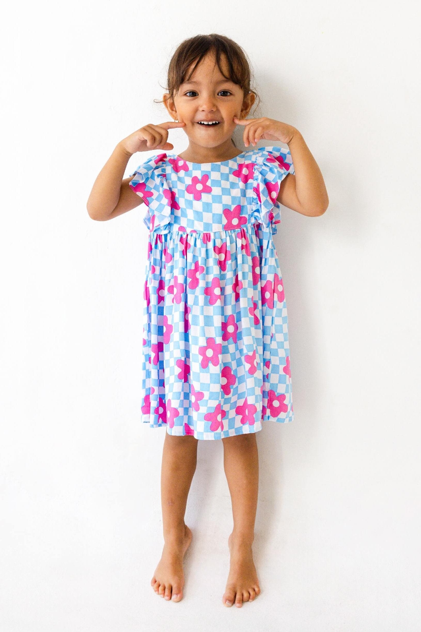 INDIGO KIDS | Baby Girl Dresses | Sinara Dress in Daisy Check Blue ...